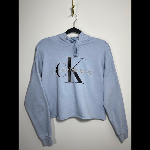 Calvin Klein | Tops | Y2k Ck Calvin Klein Baby Blue Crop Hoodie Nwot | Poshmark